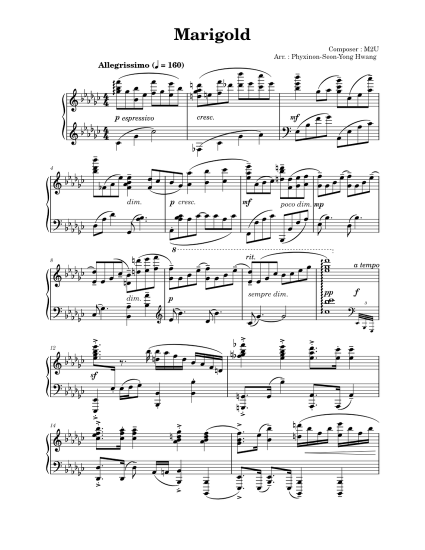 M2U-Phyxinon-Seonyong - Marigold Sheet music for Piano (Solo ...