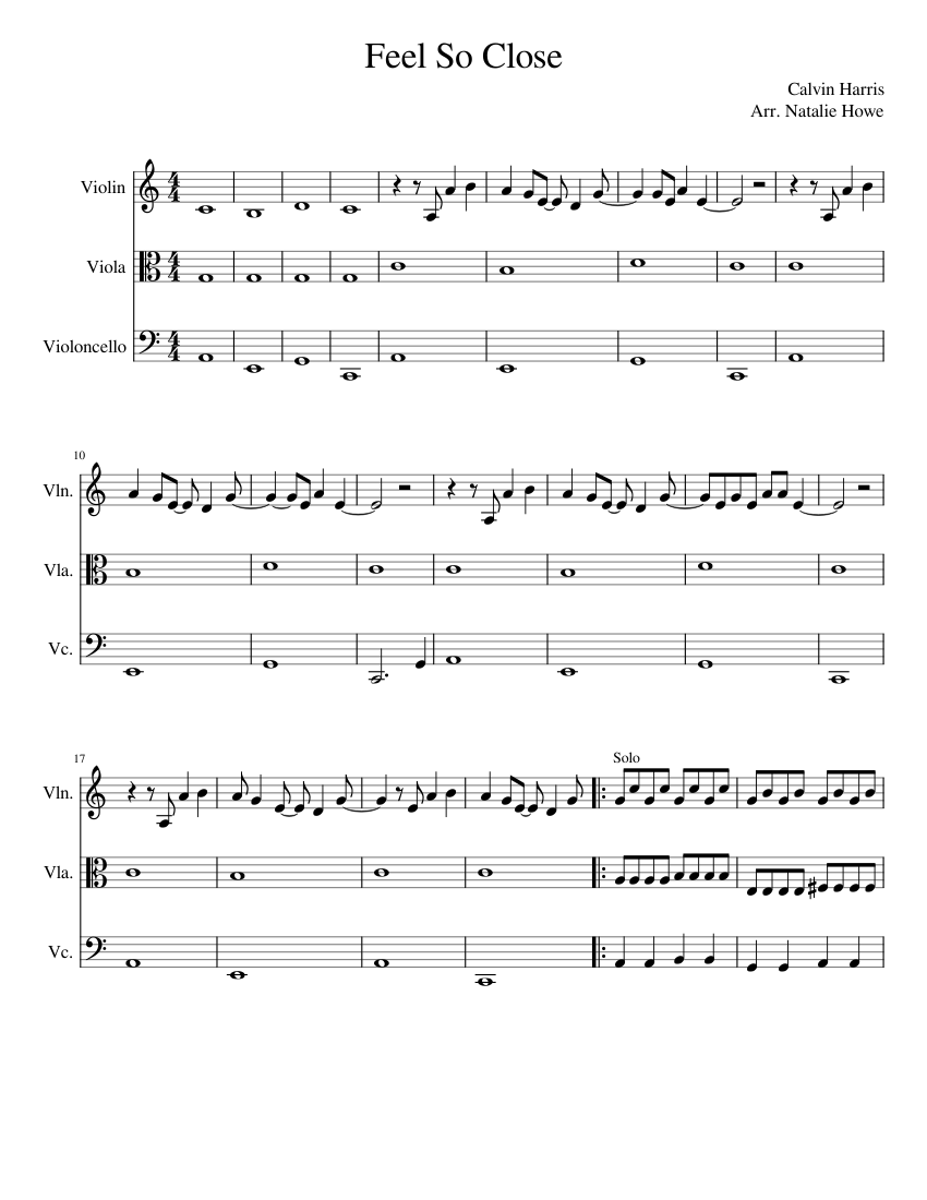 Feel So Close Sheet music for Violin, Viola, Cello (String Trio ...