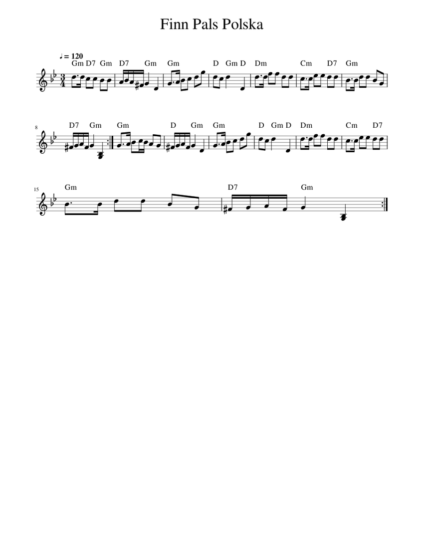 Finn Pals Polska Sheet Music with Chords for Piano (Solo) easy ...