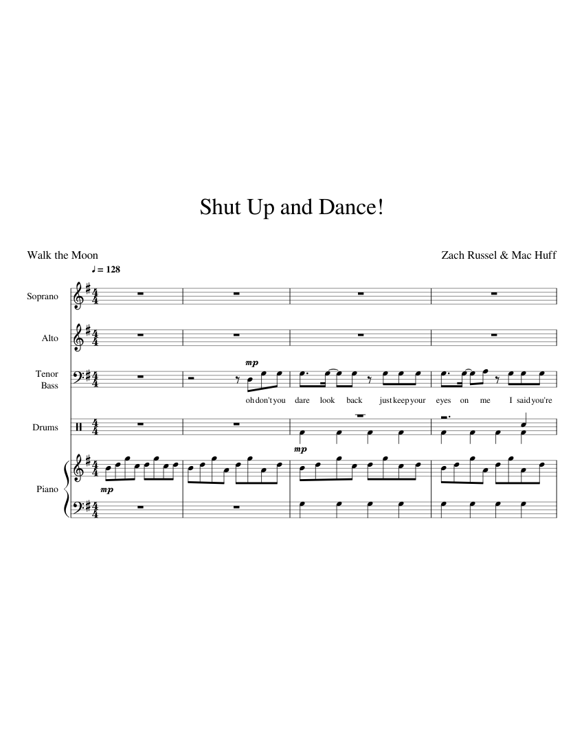 Shut Up and Dance Sheet music for Piano, Soprano, Alto, Baritone & more ...