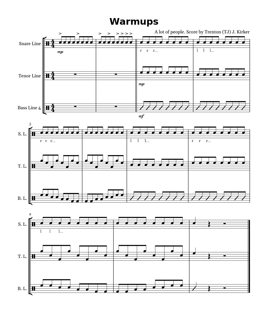 Battery Warmups – Too many people Warm-ups - Too many people Sheet ...