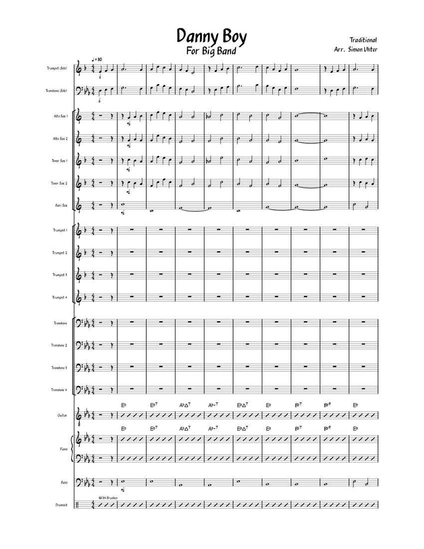 Danny boy – Misc Traditional Sheet Music for Piano, Trombone, Saxophone ...