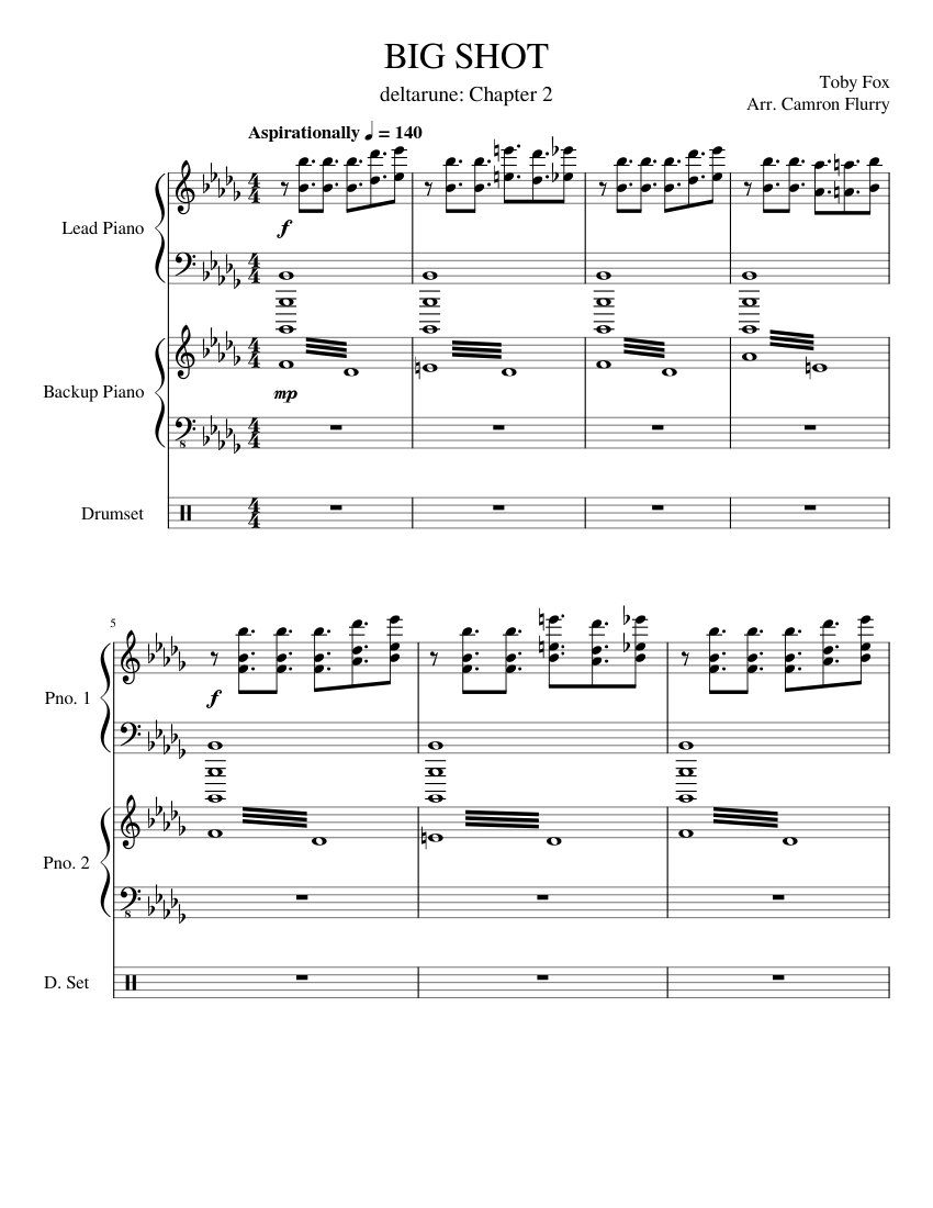 BIG SHOT (deltarune) Sheet Music for Piano, Drum group (Mixed Trio ...