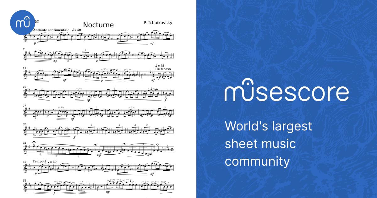 Tchaikovsky Nocturne Op. 19 No. 4 Sheet Music for Saxophone alto (Solo ...