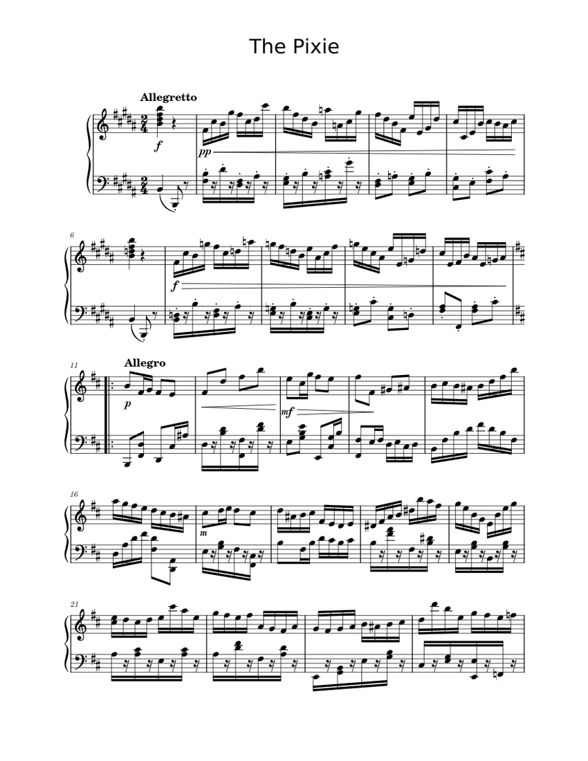 The Pixie Sheet music for Piano (Solo) | Musescore.com