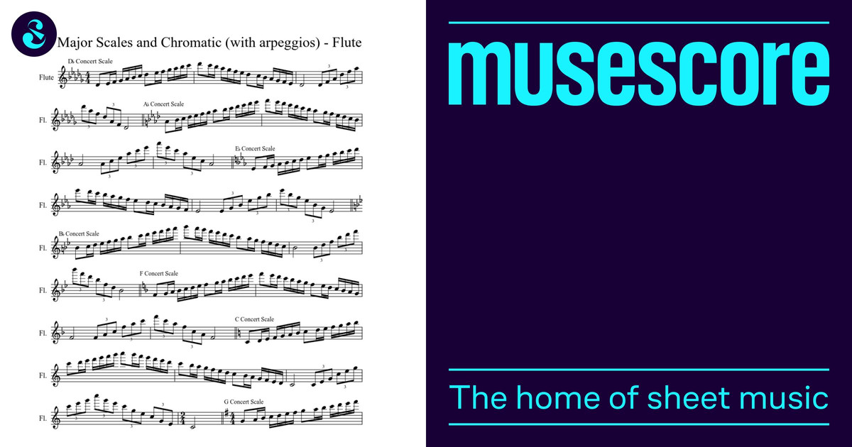 12 Major Scales with Arpeggios and Chromatic - Flute (Full Range) Sheet ...