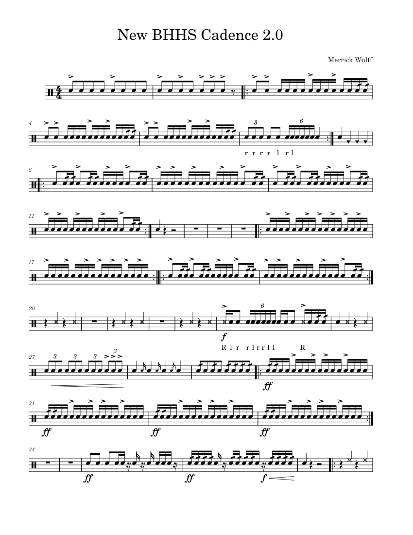 New BHHS Cadence 2 snare part - piano tutorial