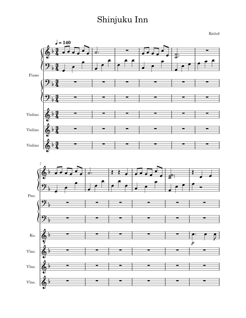 Shinjuku Inn – Kettel Sheet music for Piano, Harp, Strings group, Ride ...