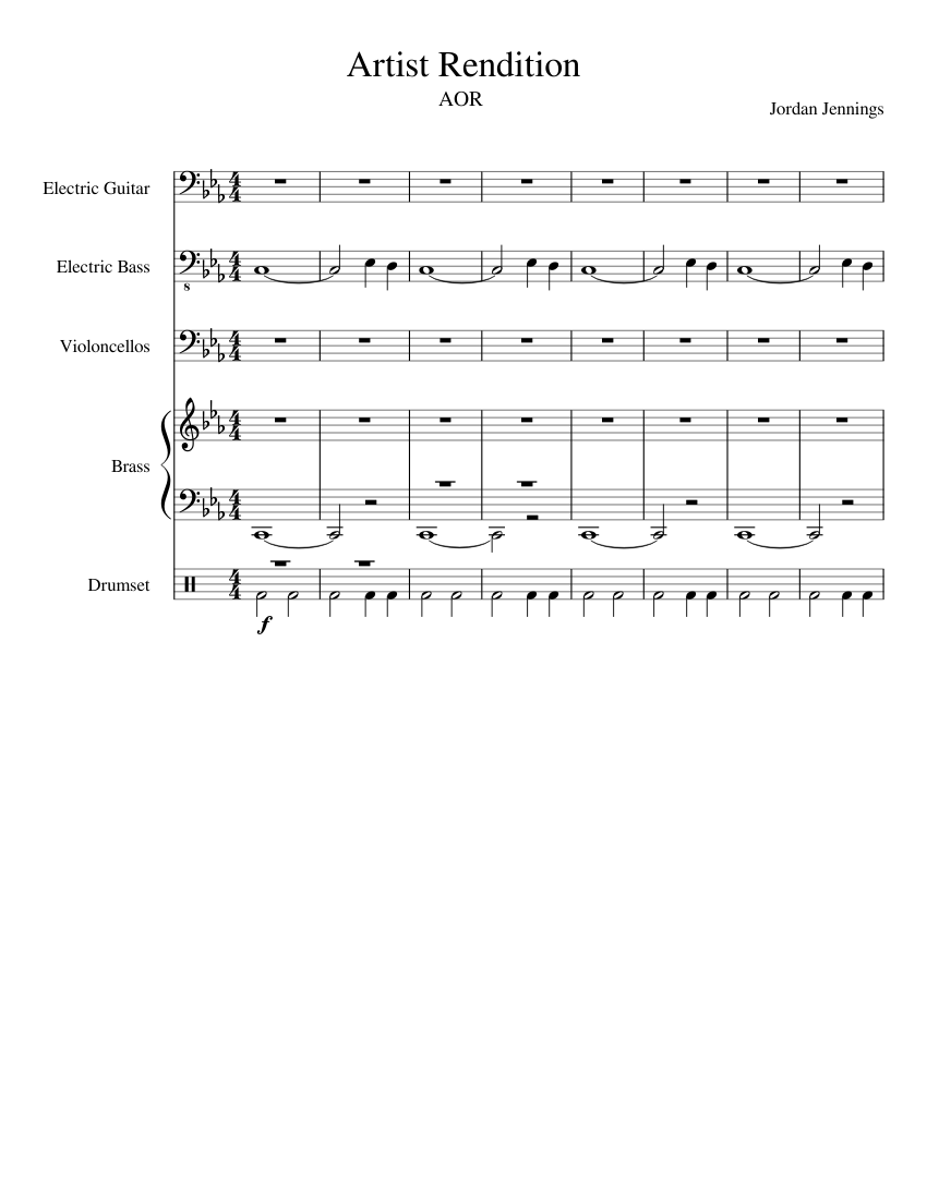 Artist Rendition Sheet Music for Guitar, Bass guitar, Drum group ...