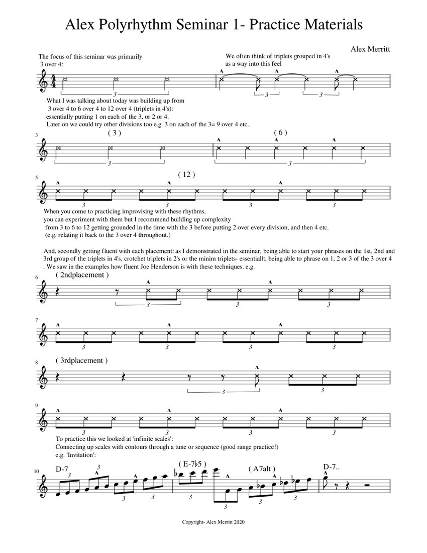 Polyrhythm Seminar Practice Materials.1 Sheet music for Piano (Solo ...