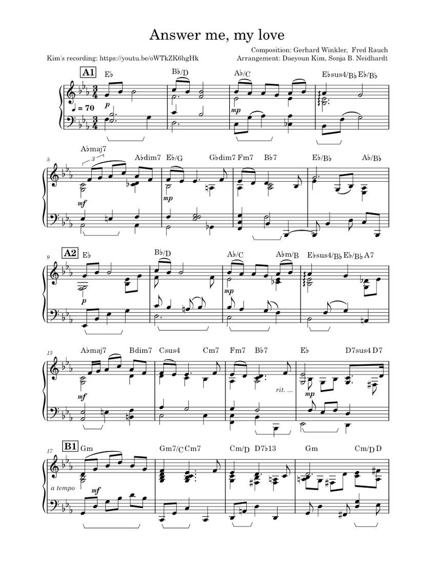 Answer me, my love – Gerhard Winkler, Fred Rauch , originally performed ...