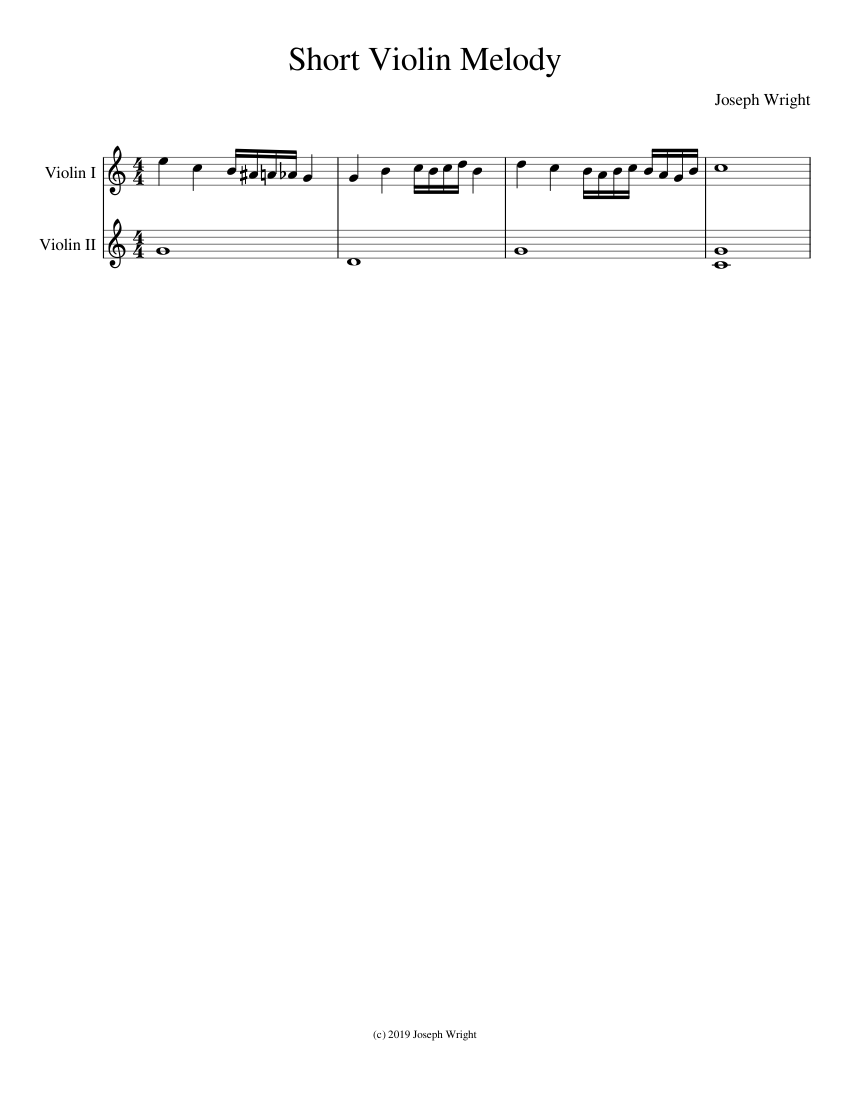 Short Violin Melody (by Joseph) Sheet Music for Violin (String Duet ...