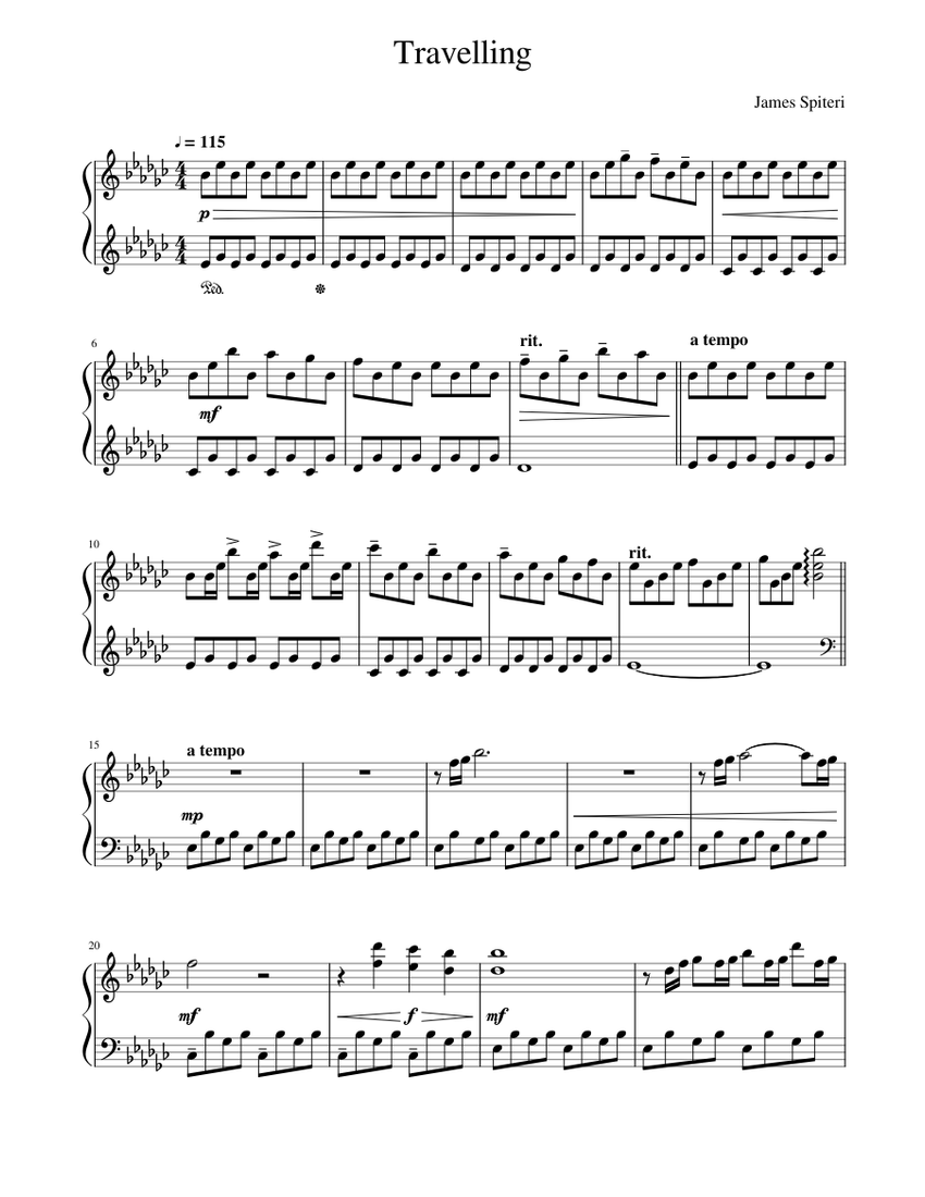 Travelling Sheet Music for Piano (Solo) | MuseScore.com