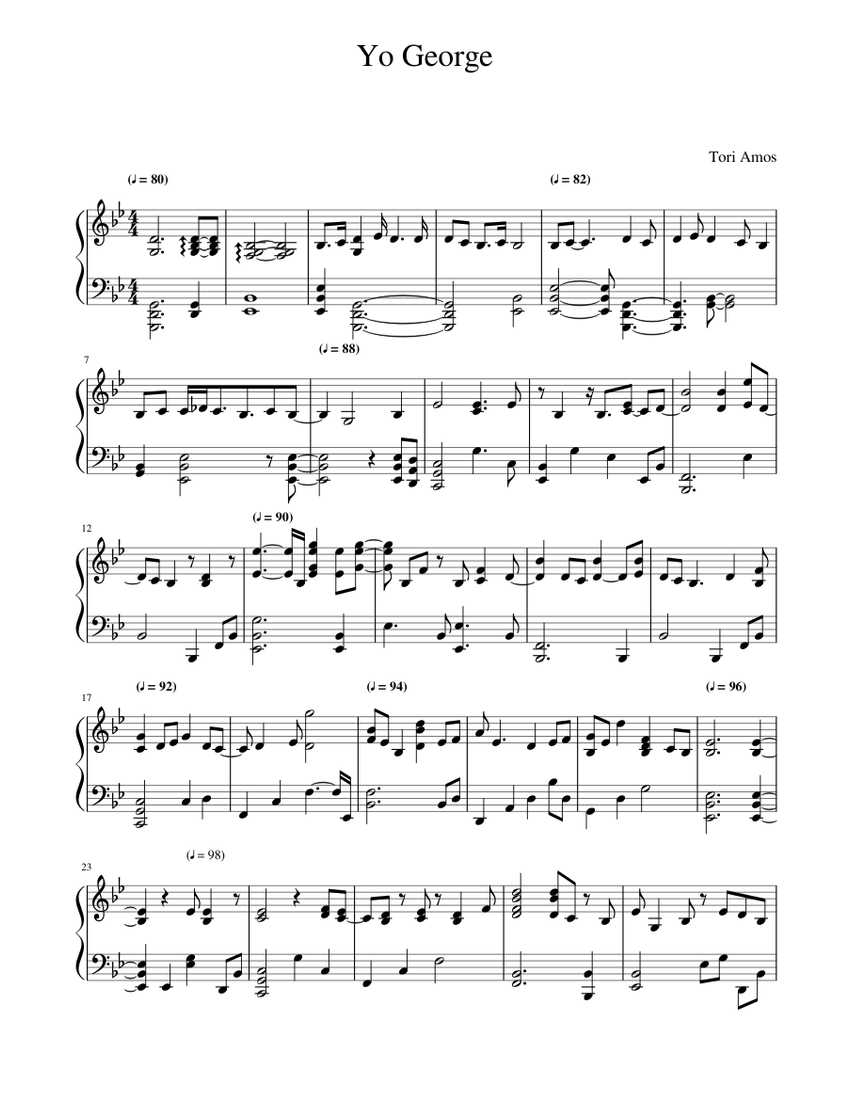 Yo George – Tori Amos Sheet Music for Piano (Solo) | MuseScore.com