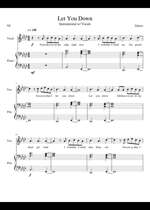 Play Official version of Let you down Sheet Music by NF for Piano ...