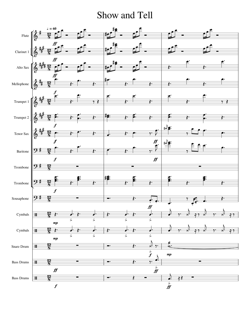 Show and Tell 1 Sheet Music for Trombone, Mellophone, Flute, Clarinet ...