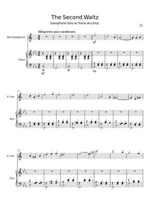 THE SECOND WALTZ Sheet Music for Piano, Saxophone tenor, Clarinet other (Mixed Ensemble ...