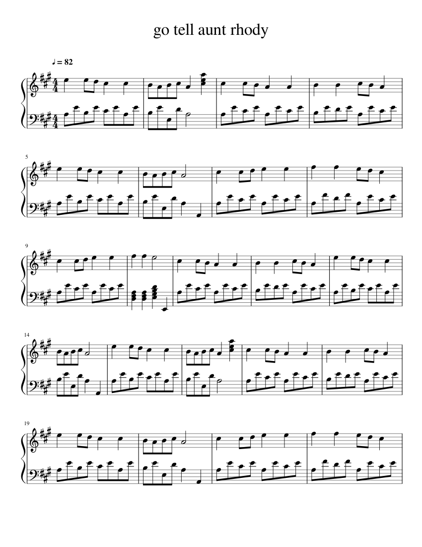 go tell aunt rhody Sheet music for Piano (Solo) Easy | Musescore.com