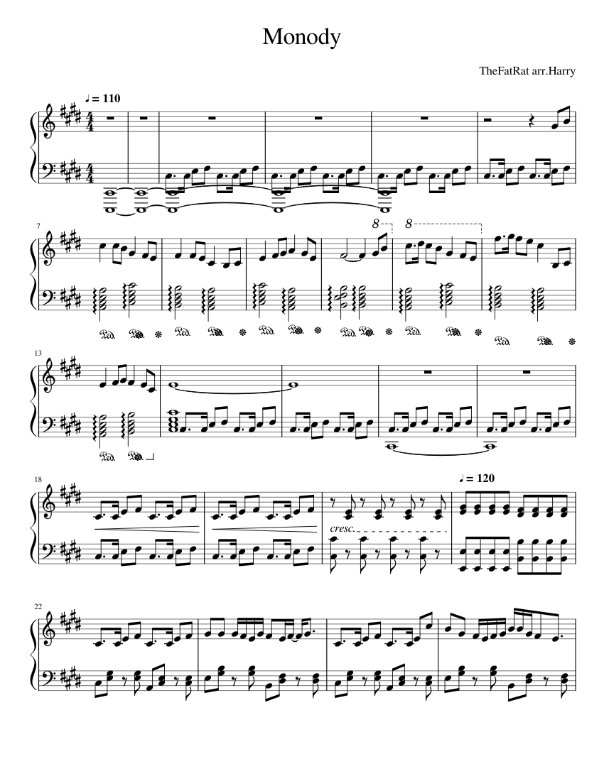 Monody (Full Song) Sheet Music for Piano (Solo) | MuseScore.com