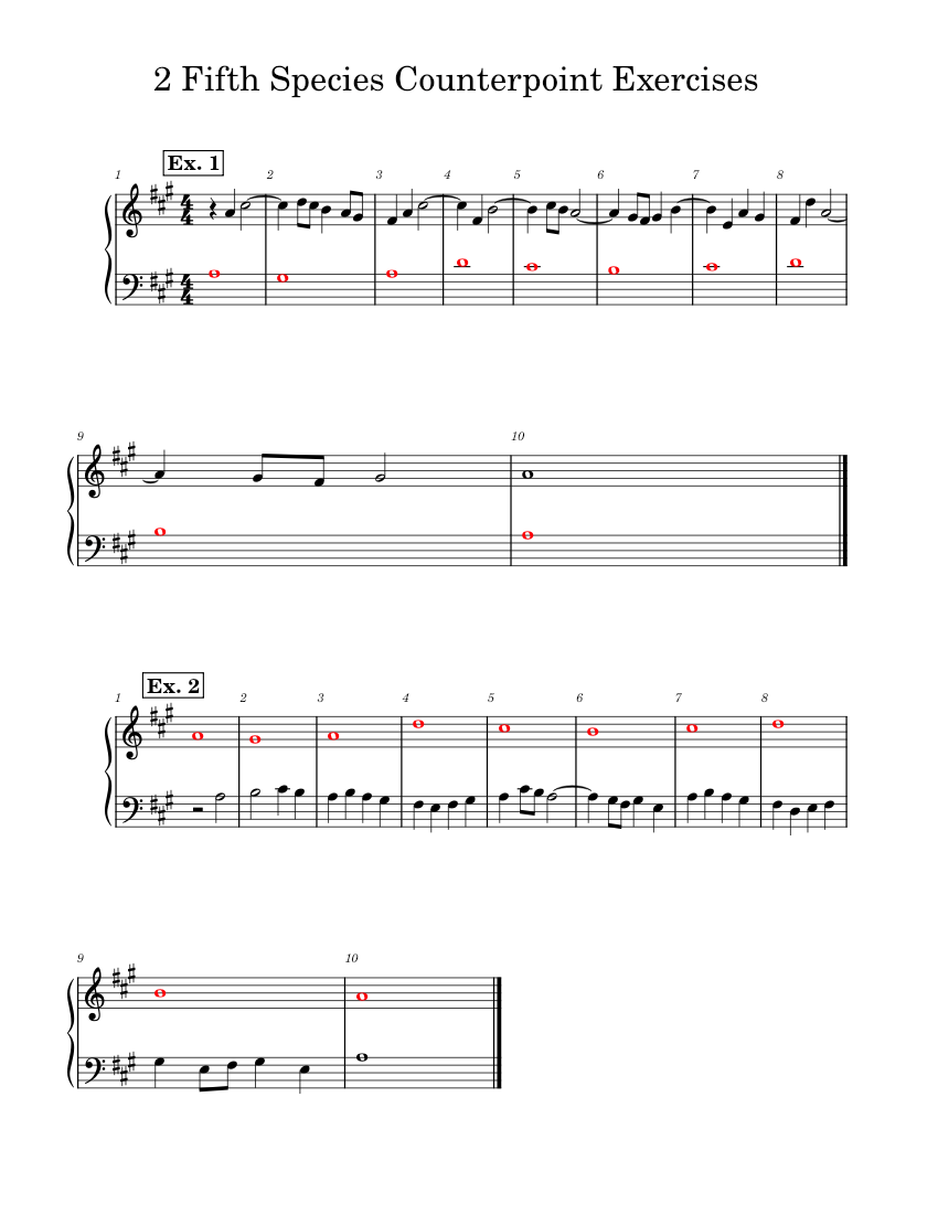 2 Fifth Species Counterpoint Exercises Sheet music for Piano (Solo ...