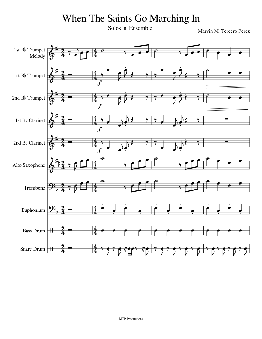 When The Saints Go Marching In Sheet Music for Trombone, Euphonium ...