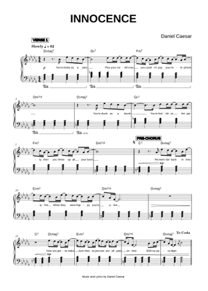 Innocence - Daniel Caesar (Piano Solo) Sheet Music for Piano (Solo ...