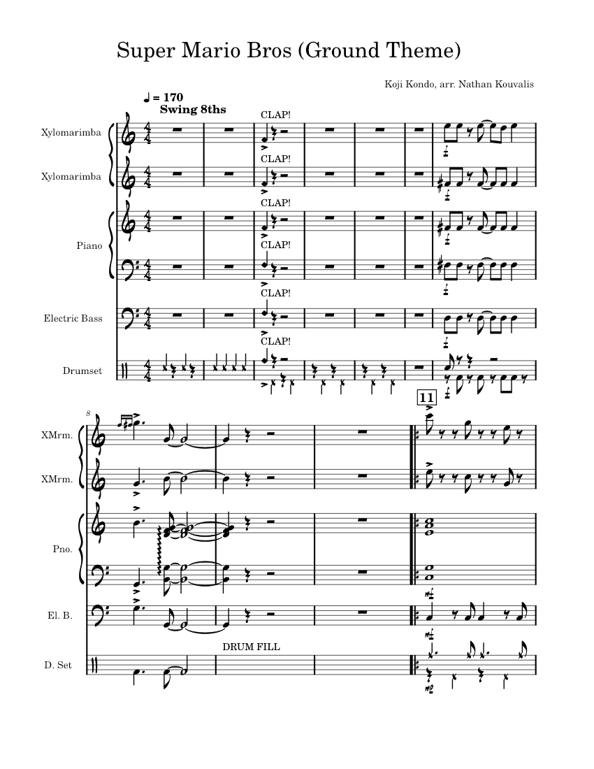 Super Mario Bros (Ground Theme) - Koji Kondo Sheet Music for Piano ...