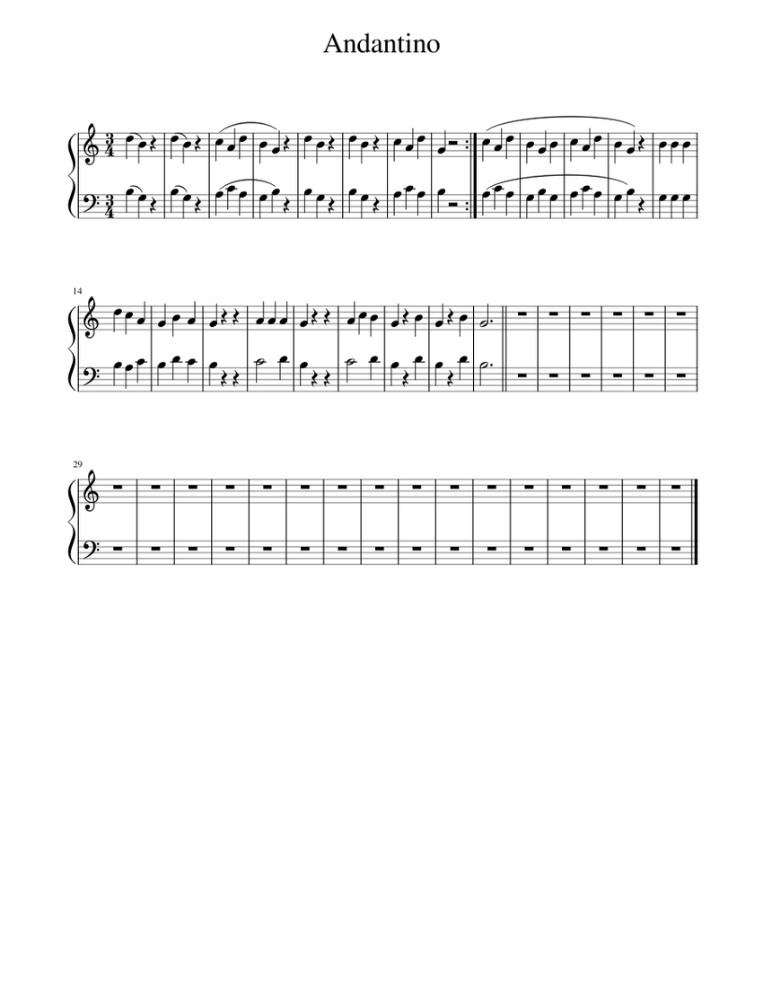 Andantino Sheet music for Piano (Solo) Easy | Musescore.com