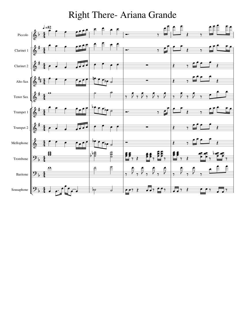 Right there – Ariana Grande Sheet Music for Trombone, Mellophone, Flute ...