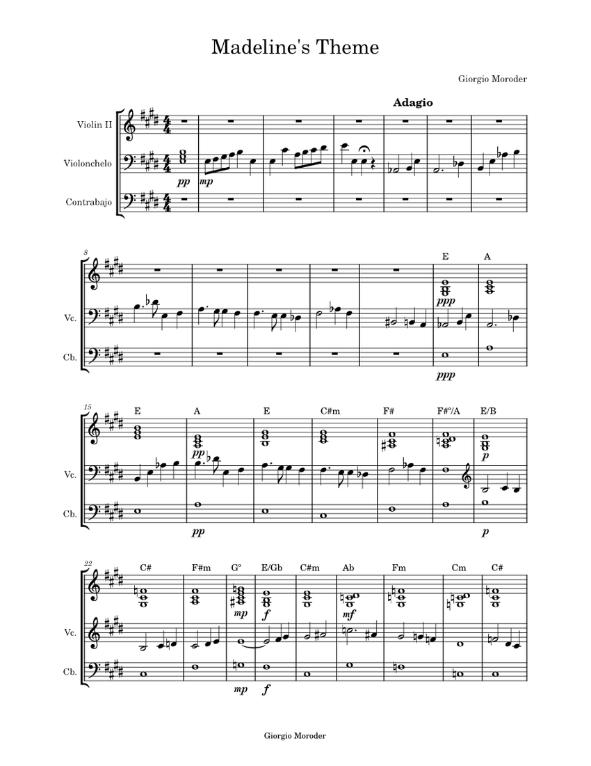 Madeline's_Theme - Giorgio Moroder Sheet Music for Contrabass, Violin ...