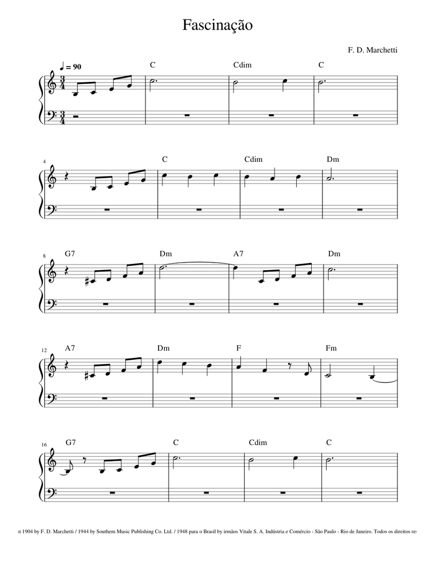 Fascination (Fascinação) – Fermo Dante Marchetti Sheet music for Piano ...
