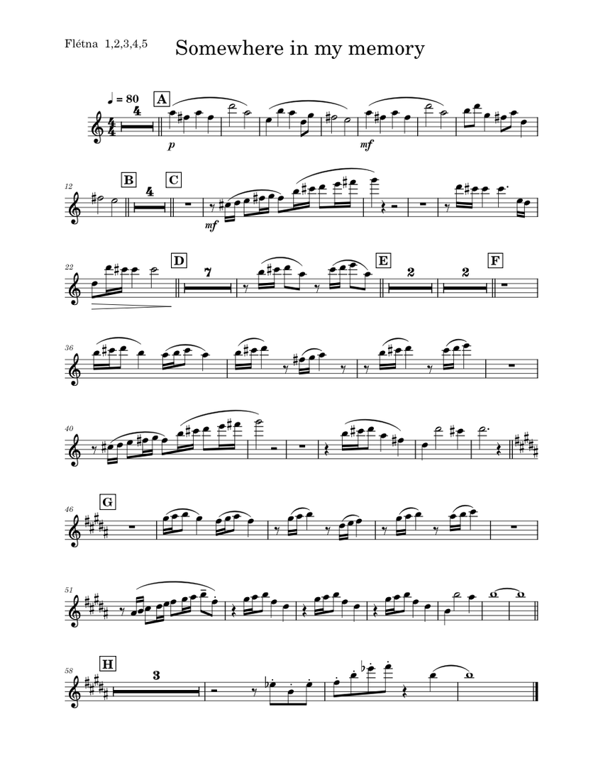 Somewhere in my memory Sheet Music for Flute (Solo) | MuseScore.com
