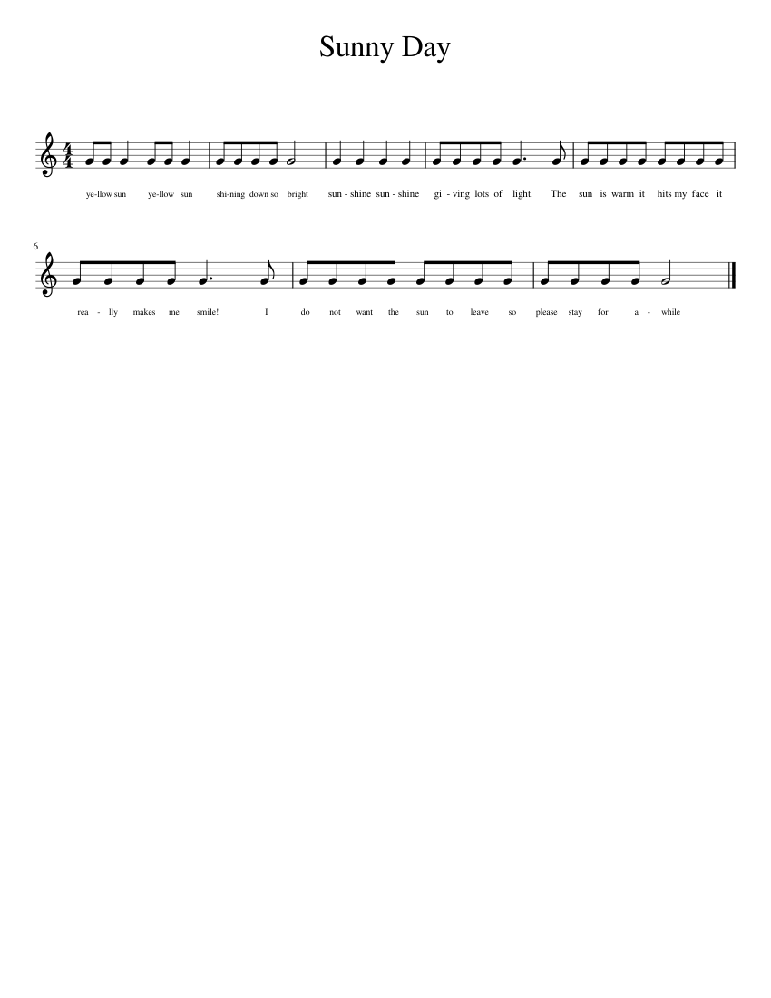sunny-day Sheet music for Piano (Solo) Easy | Musescore.com
