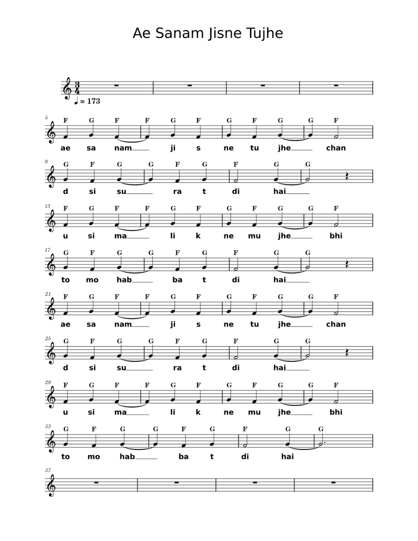 Ae Sanam Jisne Tujhe – Mukesh Sheet music for Piano (Solo) | Musescore.com