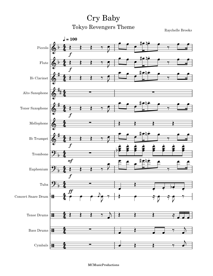 Cry Baby - Raychelle Brooks Sheet music for Trombone, Euphonium, Tuba ...