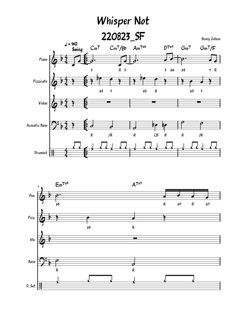 Whisper Not – Benny Golson Sheet Music for Piano, Flute, Violin, Bass guitar & more instruments ...