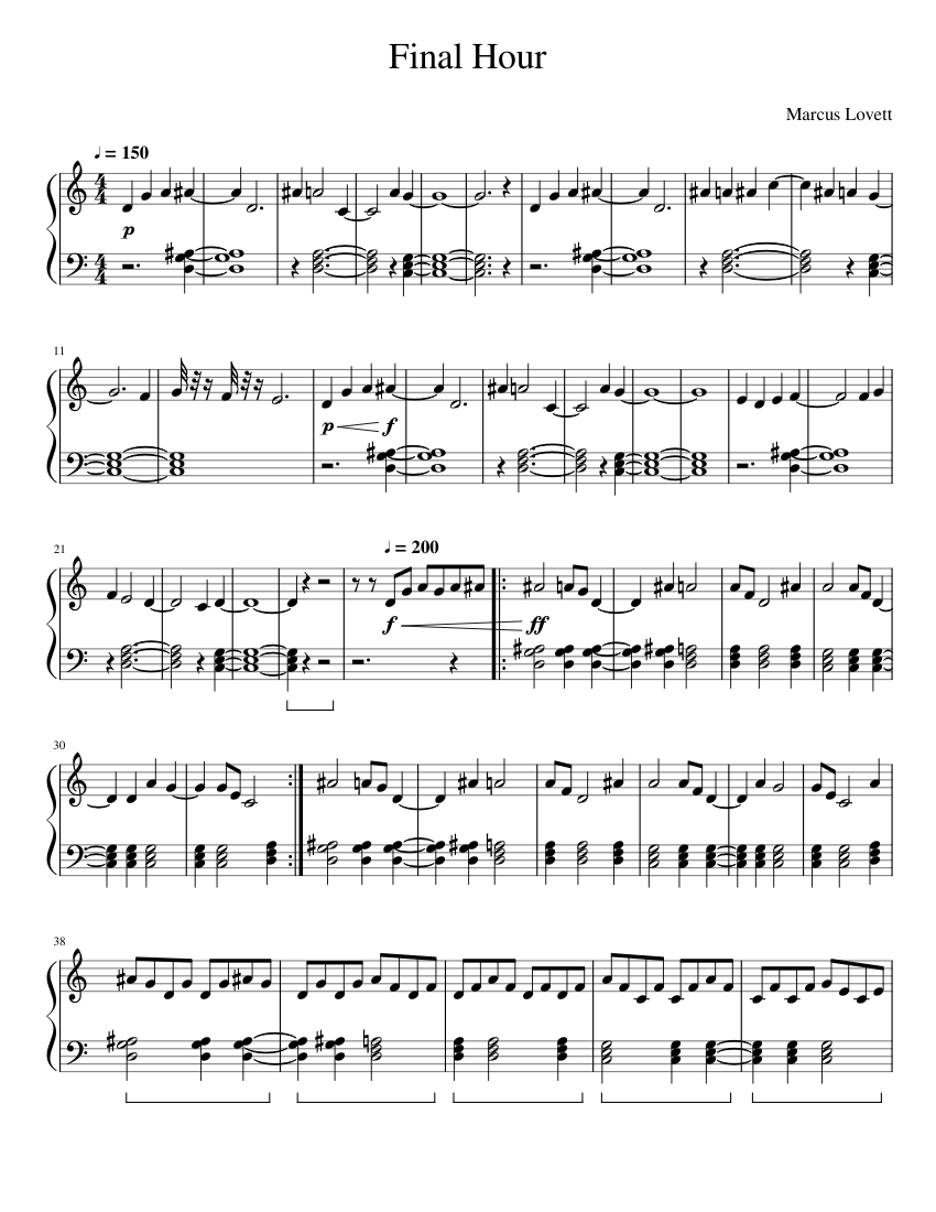 Final Hour Final Sheet music for Piano (Solo) Easy | Musescore.com