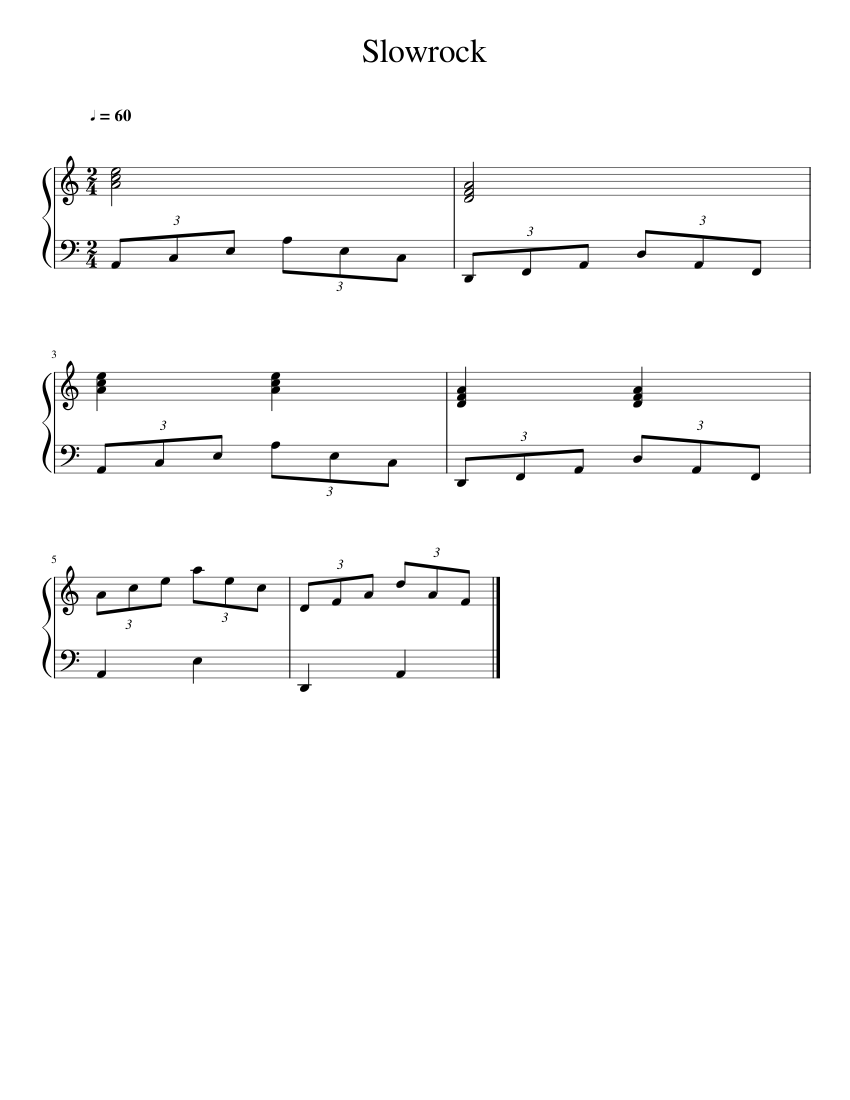 Slowrock Sheet music for Piano (Solo) Easy | Musescore.com