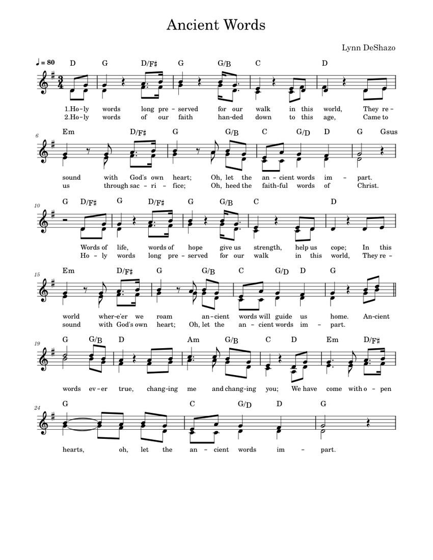 Ancient Words - Lynn DeShazo Sheet Music with Chords for Vocals (Choral ...