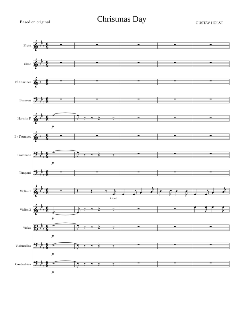 Christmas Day – Gustav Holst Sheet music for Trombone, Soprano, Flute ...
