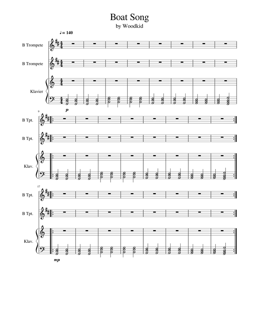 Woodkid - Boat Song Sheet Music for Piano, Trumpet in b-flat (Mixed ...