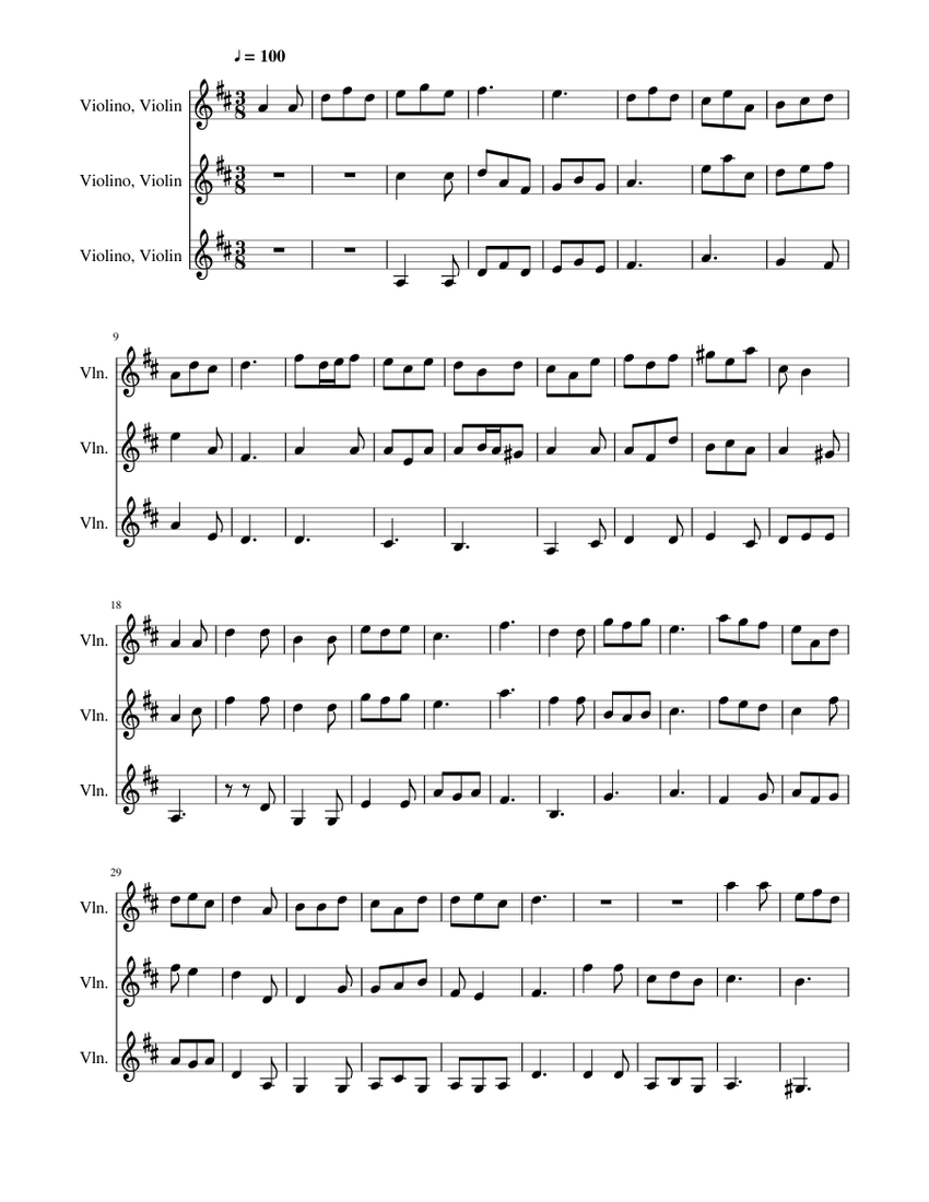 Giga for 3 violins Sheet music for Violin (Mixed Trio) | Musescore.com
