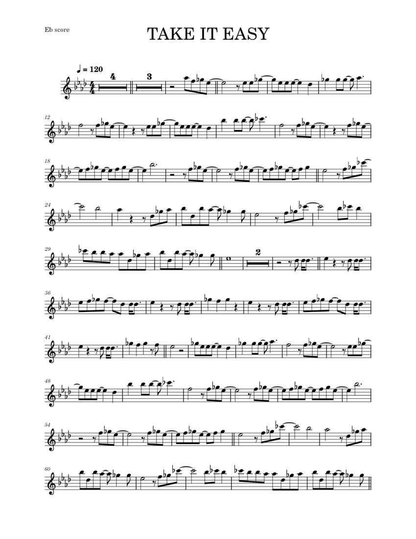 Relax (Take It Easy) (RMX) – Mika Sheet Music with Chords for Saxophone ...