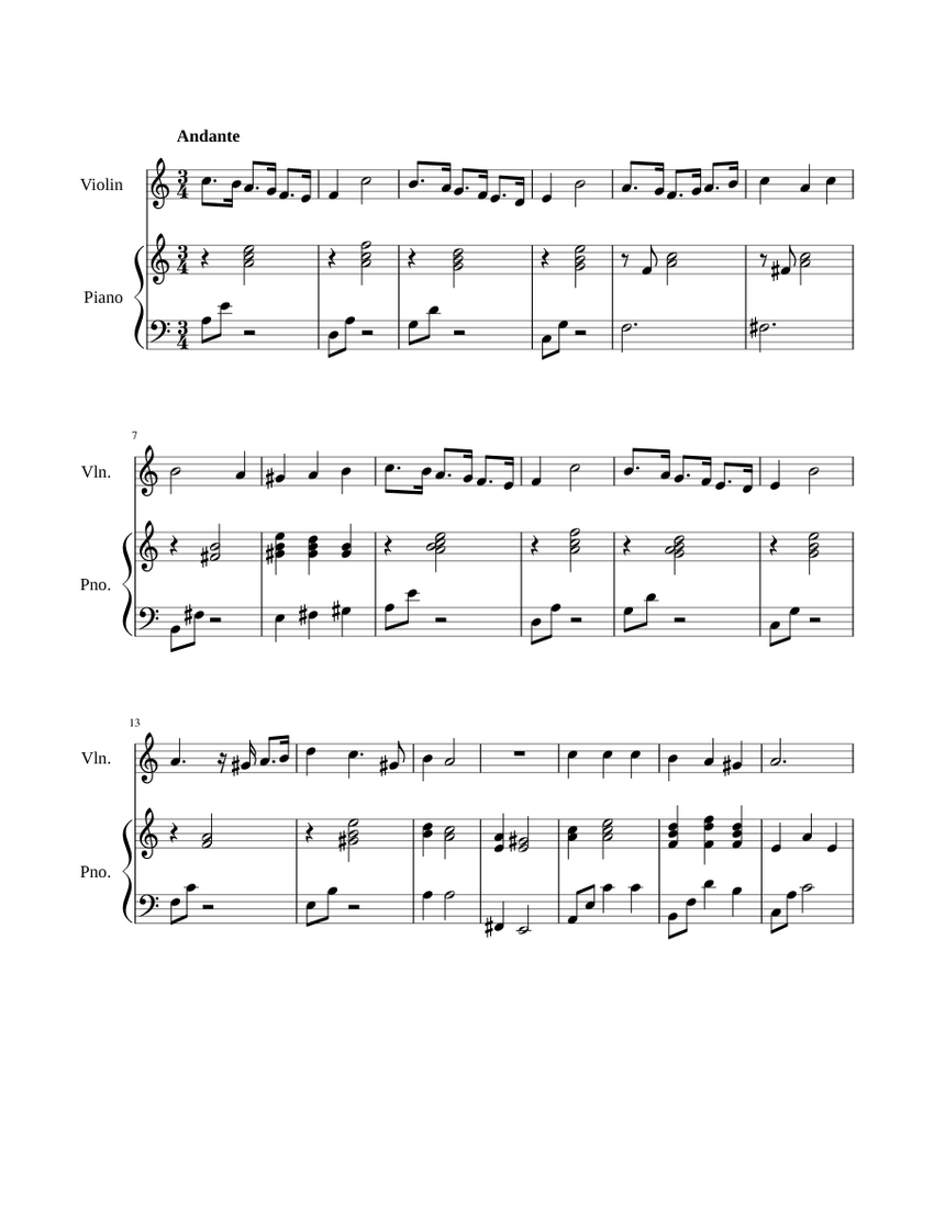 Winter Sonata Sheet music for Piano, Violin (Solo) | Musescore.com