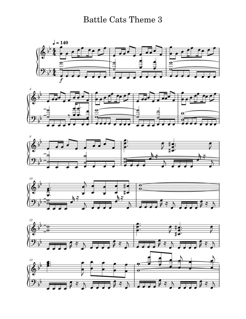 Battle Cats - The Fierce Ones who Shake the Earth (Theme 3) Sheet Music ...