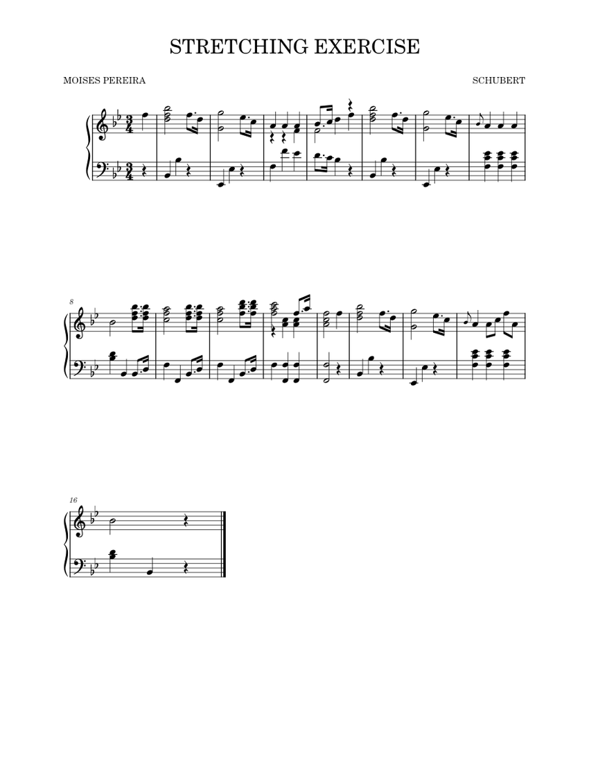 STRETCHING EXIRCISE – Shubert STRETCHING EXERCISE Sheet music for Piano ...