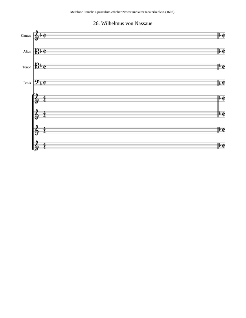 Wilhelmus von Nassaue - Melchior Franck Sheet Music for Piano, Tenor ...