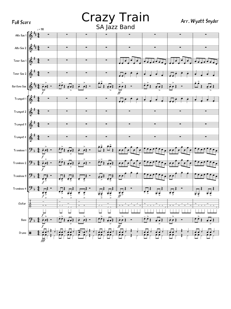 Crazy Train Sheet music for Trombone, Saxophone alto, Saxophone tenor ...