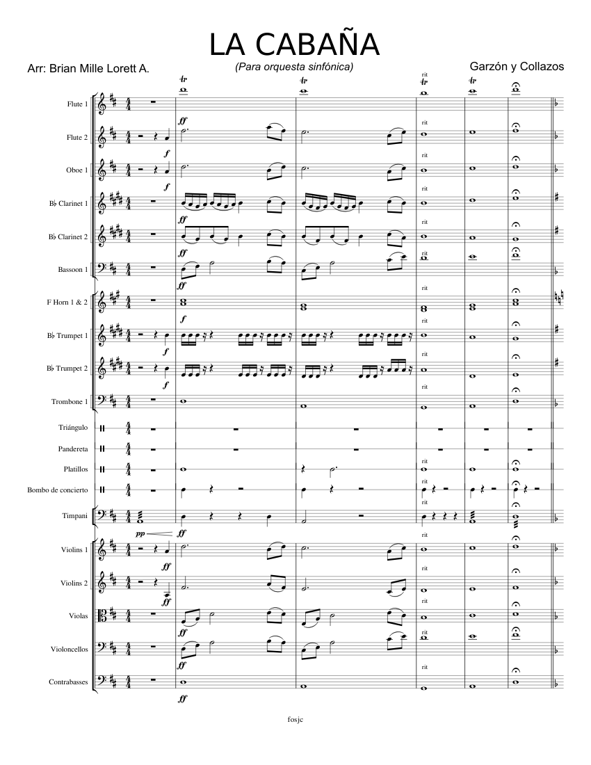 LA_CABAÑA Sheet music for Trombone, Tambourine, Flute, Oboe & more ...