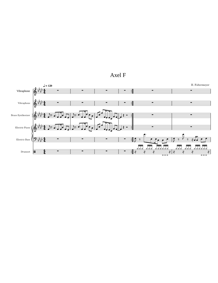 Axel F Sheet music for Piano, Vibraphone, Bass guitar, Drum group ...
